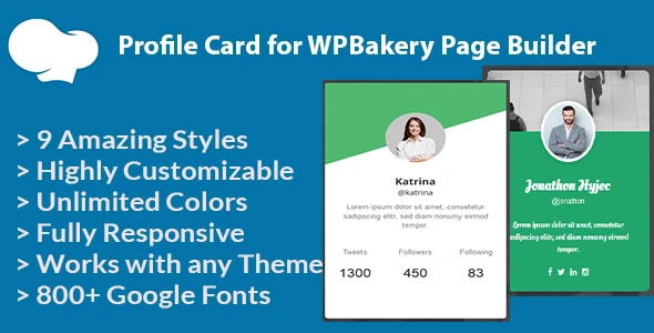 Free Profile Card for Bakery Page Builder (formerly Visual Composer ...